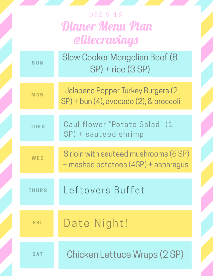 Menu Plan: Dec 9-15 - Lite Cravings