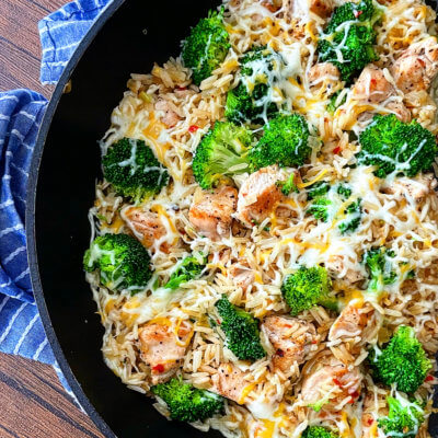 Cheesy Broccoli and Chicken Rice Skillet | Lite Cravings | Lighter Recipes